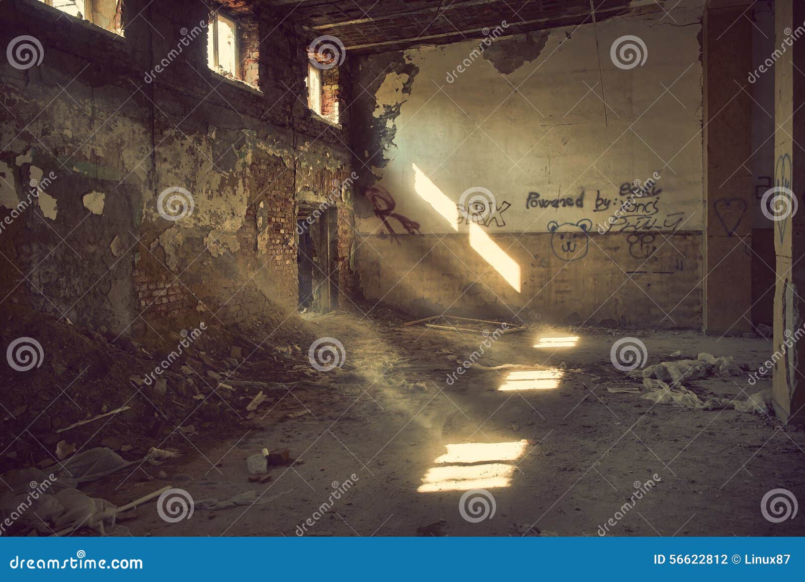 An Old Rundown Warehouse Wall Built Of Wood And Cement Royalty-Free ...