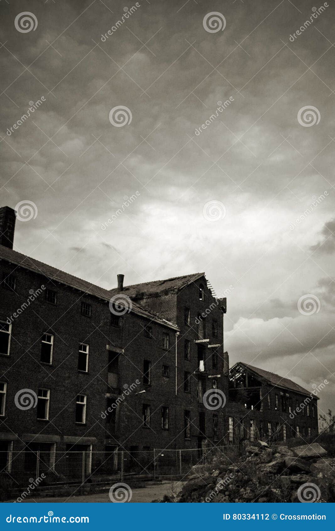 Abandoned building stock photo. Image of clouds, sepia - 80334112