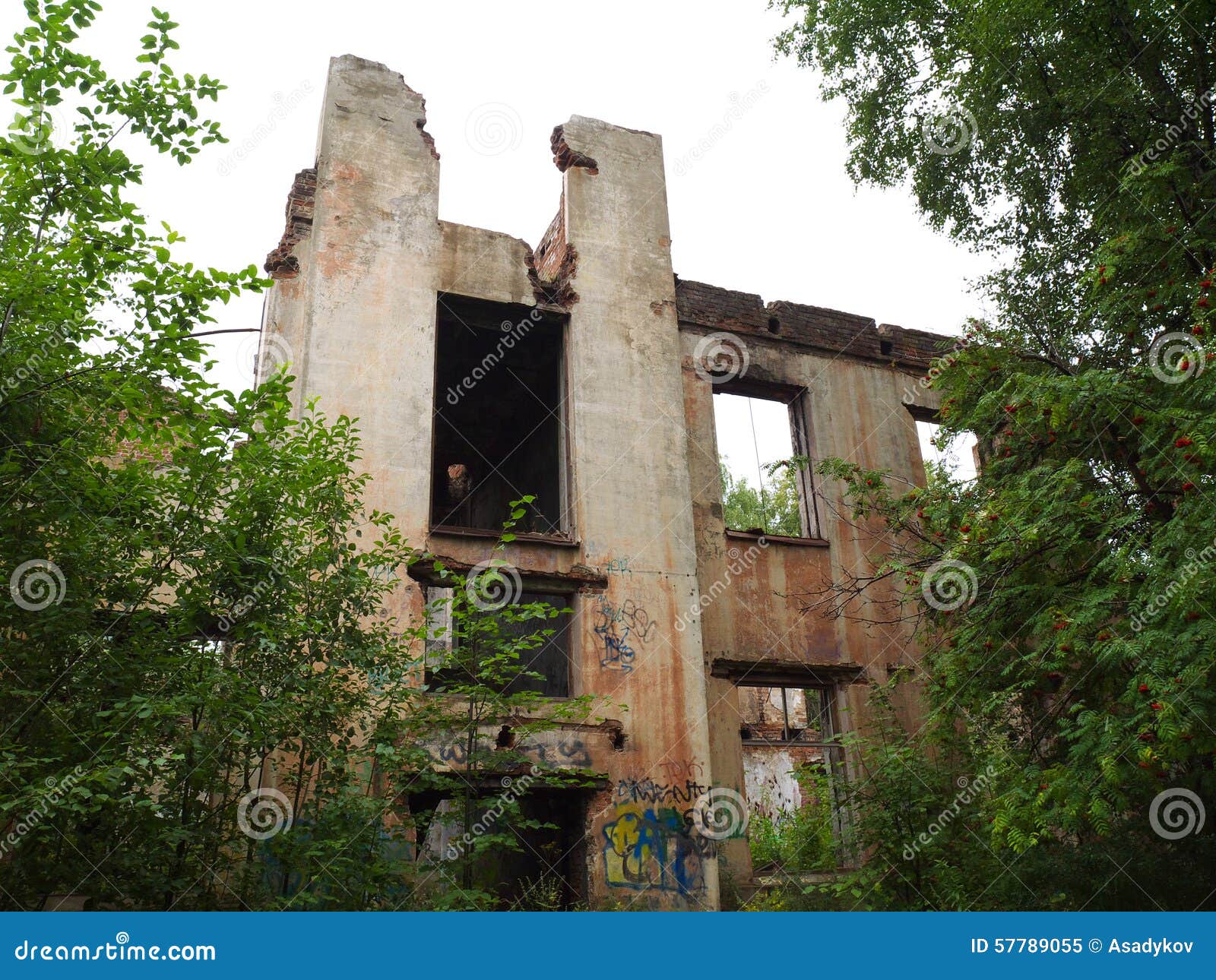 Abandoned Building without Roof and Windows Stock Image - Image of ...