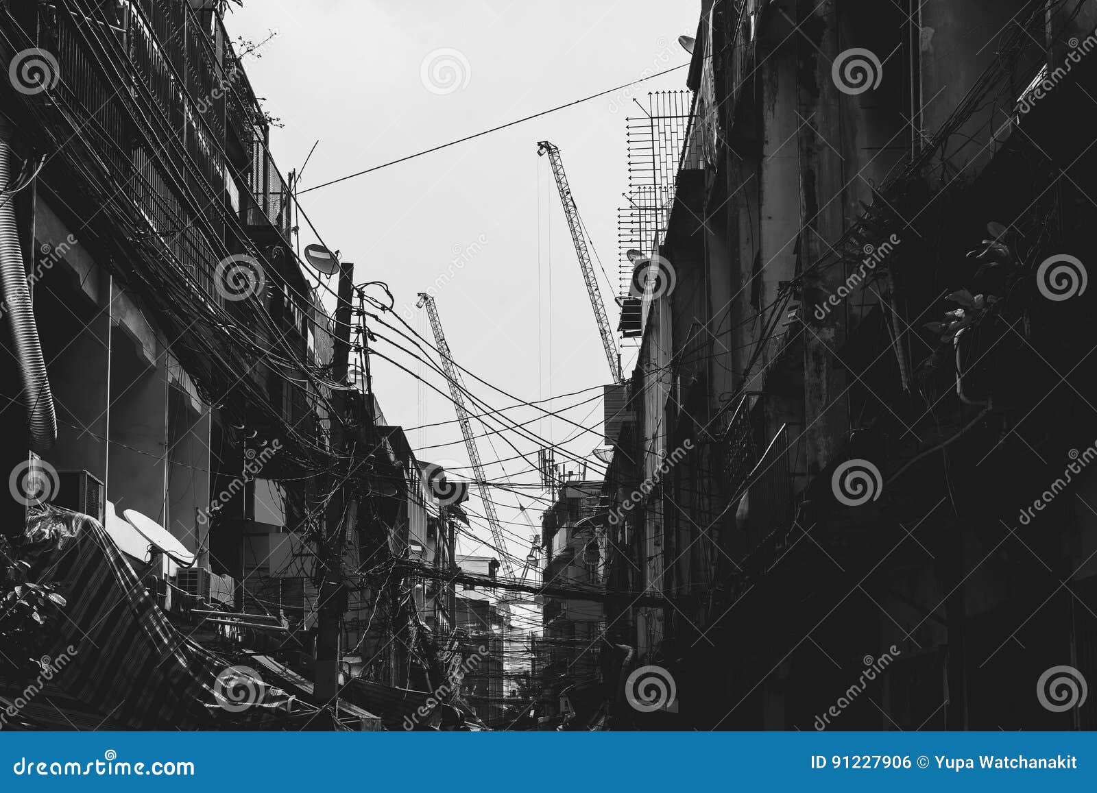 Abandoned Building In Slums With Messy Electric Cables Editorial Image ...