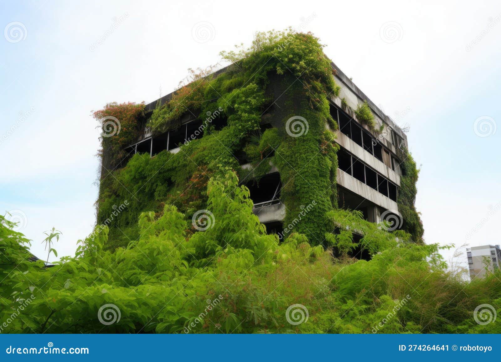 Abandoned Building Surrounded by Greenery, Ai Generated Stock ...