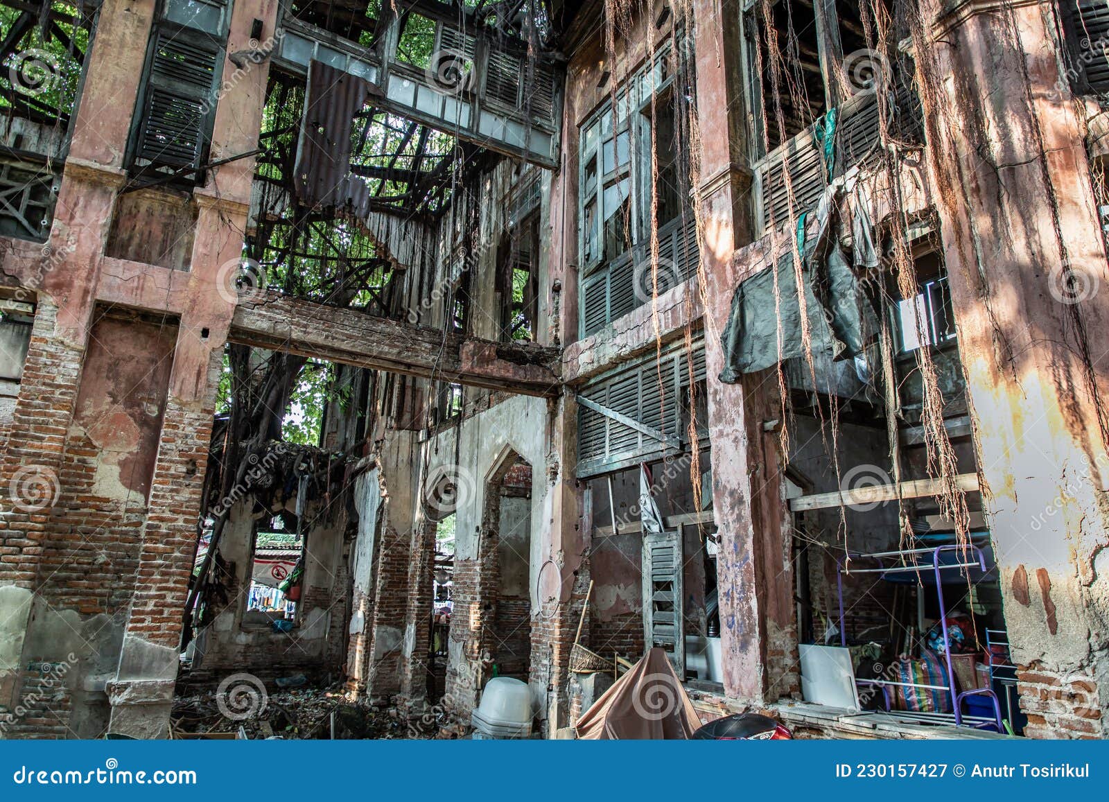 The Abandoned Building with Visible Bricks Texture Was Left To ...
