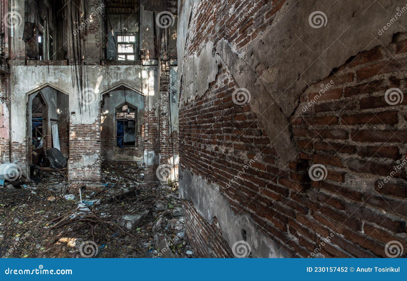 The Abandoned Building with Visible Bricks Texture Was Left To ...