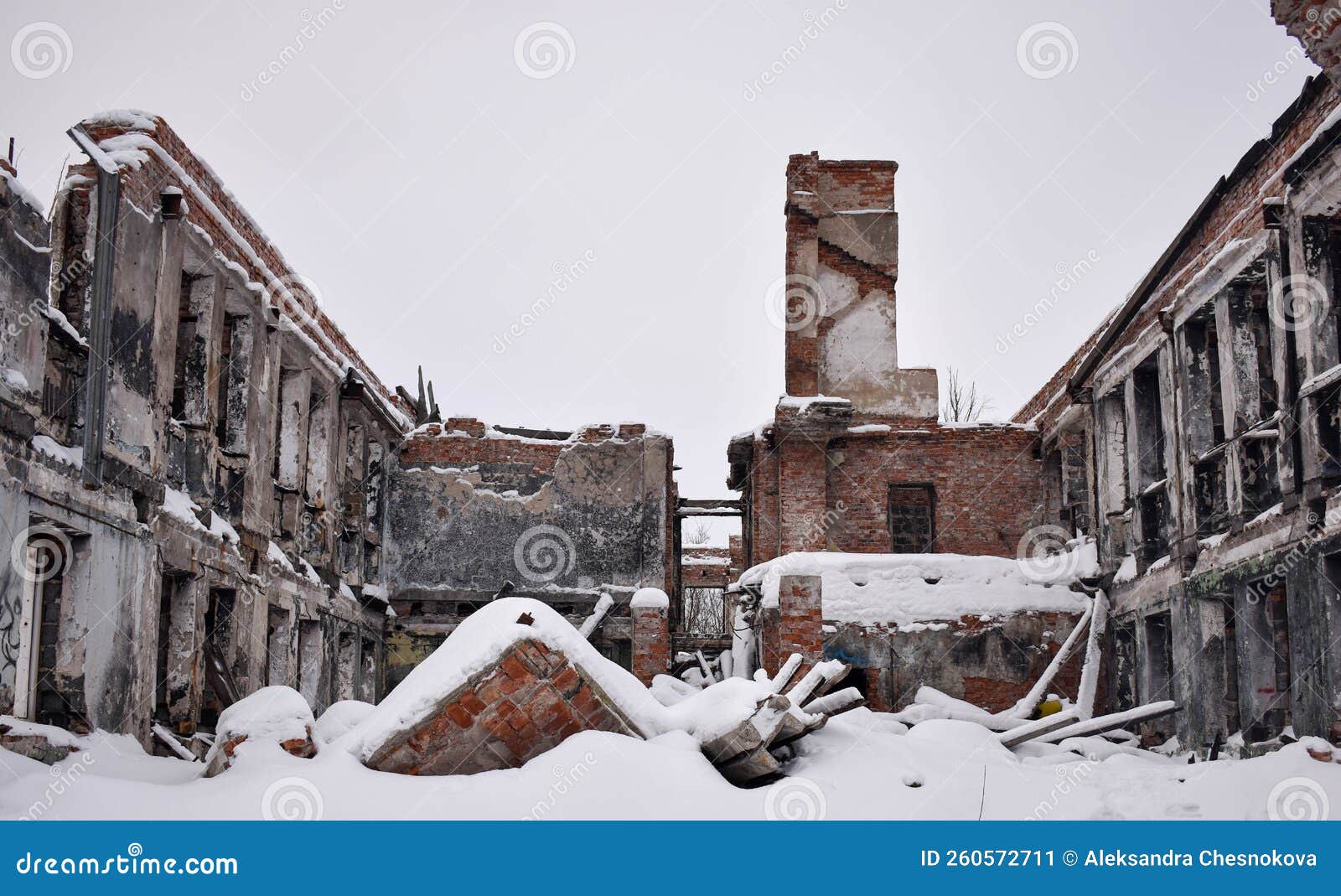 An Abandoned Building in Winter Under a Layer of Snow Stock Image ...