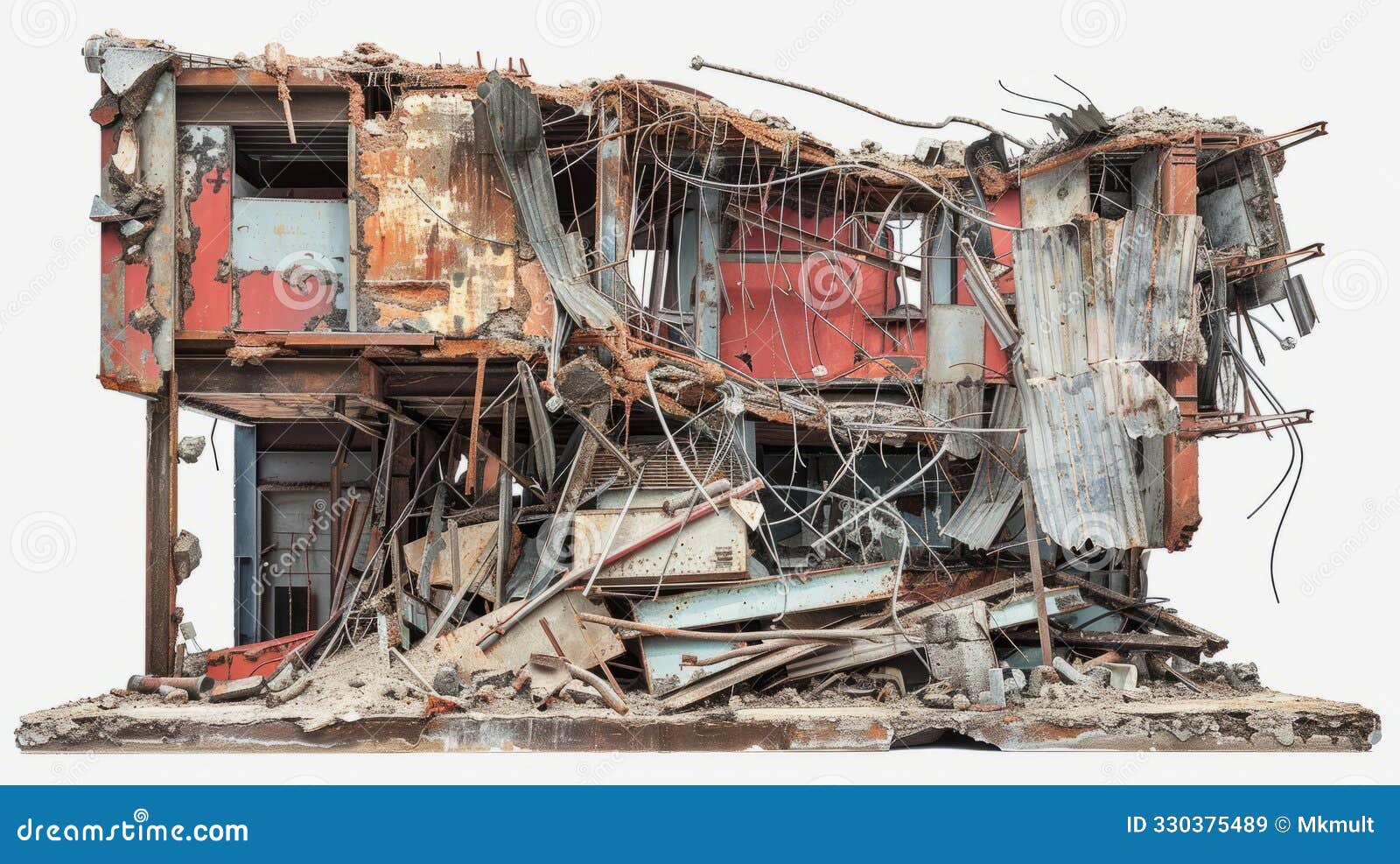 Abandoned Building Wreckage Showing Structural Collapse and Debris in ...