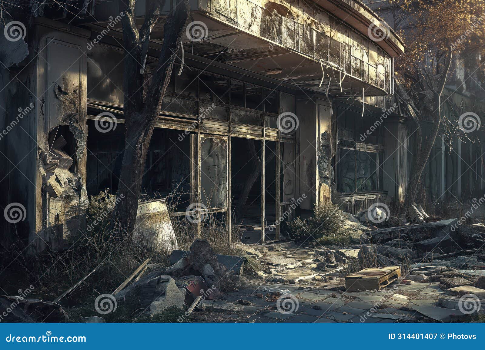 An Abandoned Burning Building Has Been Completely Destroyed by Fire ...