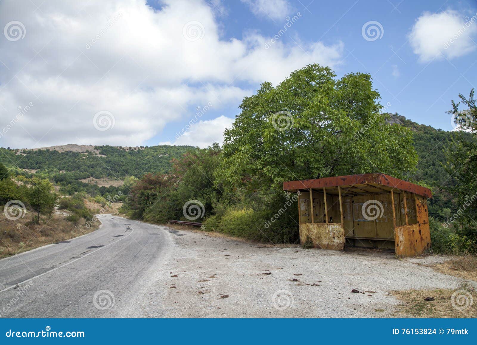 Abandoned Bus Stop in Forest Stock Photo - Image of tree, bulgaria ...