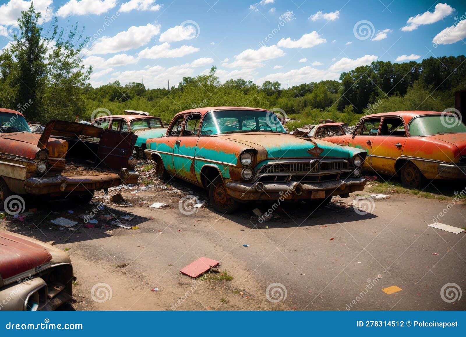 Dump Wrecked Cars Nuclear Winter Postapokalipsisa Cartoon Vector ...