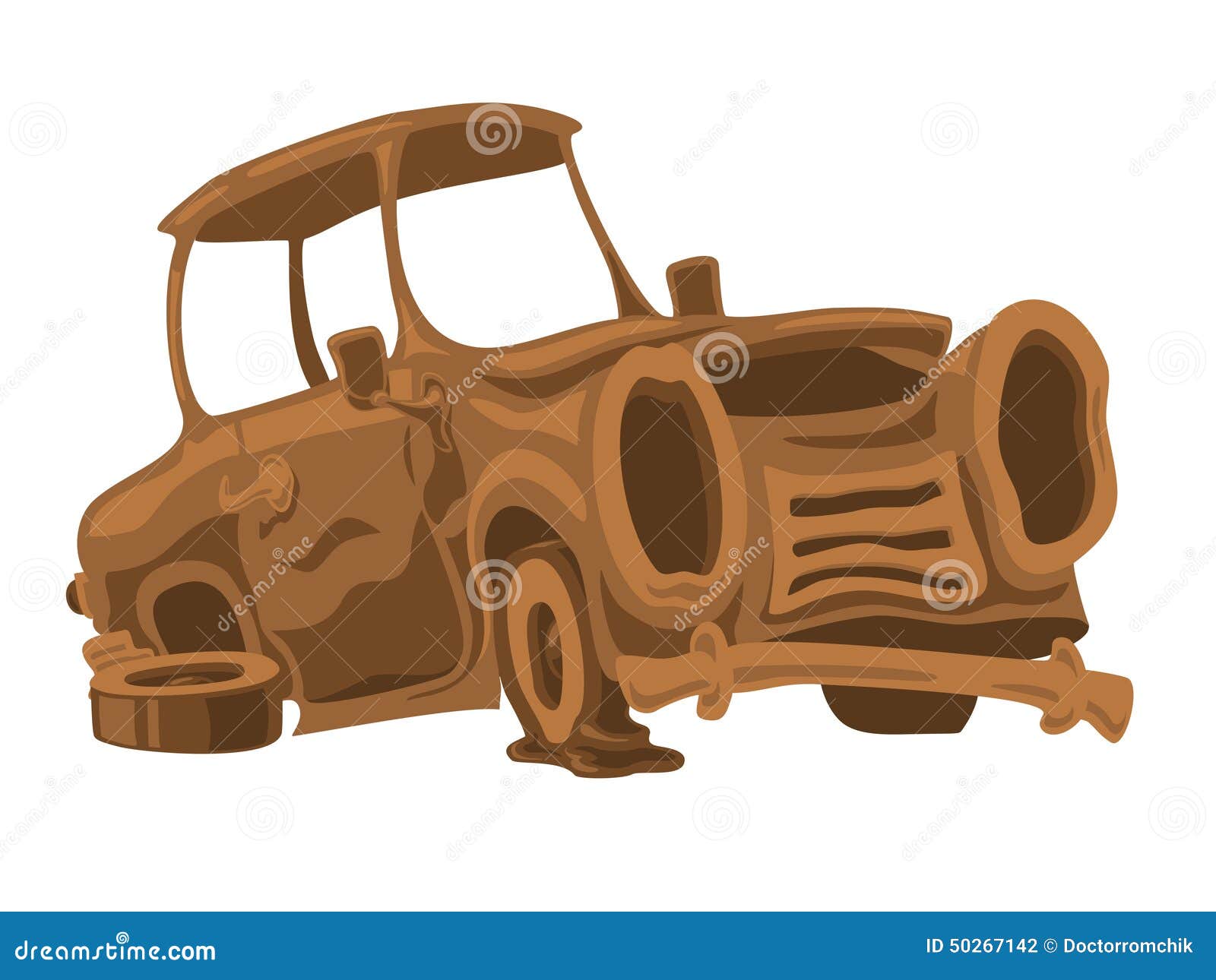 Abandoned Car on White Background Stock Vector - Illustration of rusty ...