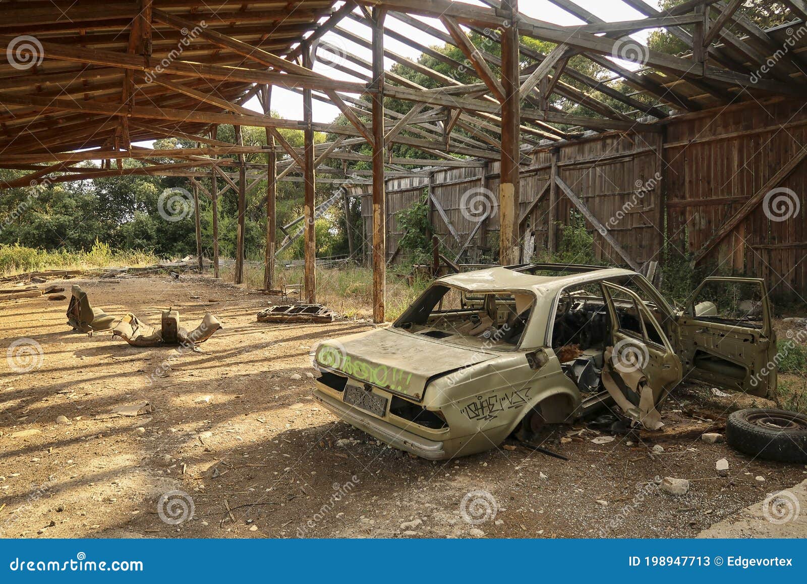 Abandoned Car, Stripped and Smashed Up Stock Image - Image of industry ...