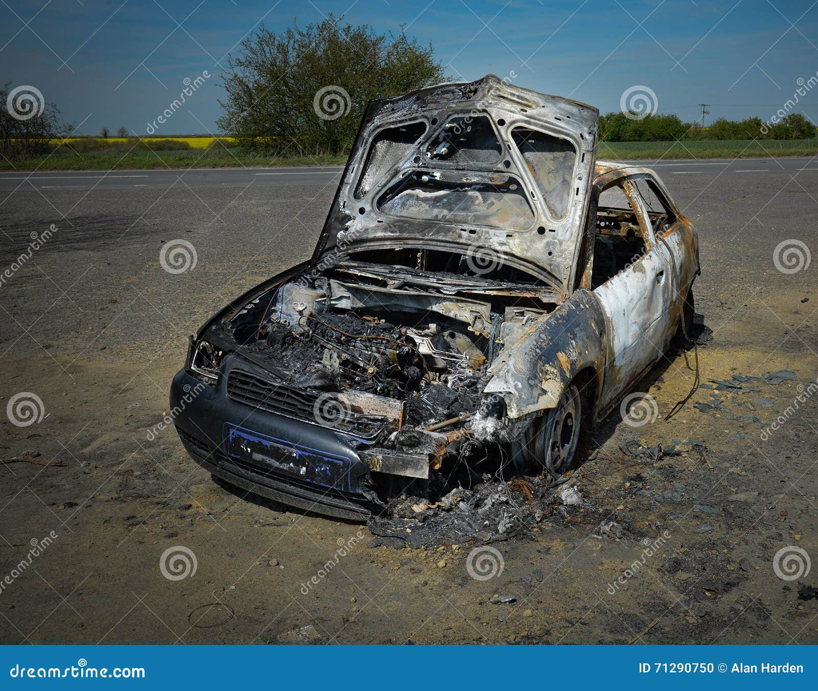 Abandoned Car Torched Set on Fire Stock Photo - Image of burned ...