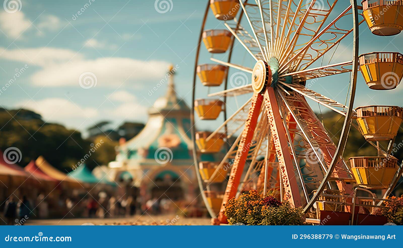 Abandoned Carnival with a Ferris Wheel on a Cloudy Night Stock ...