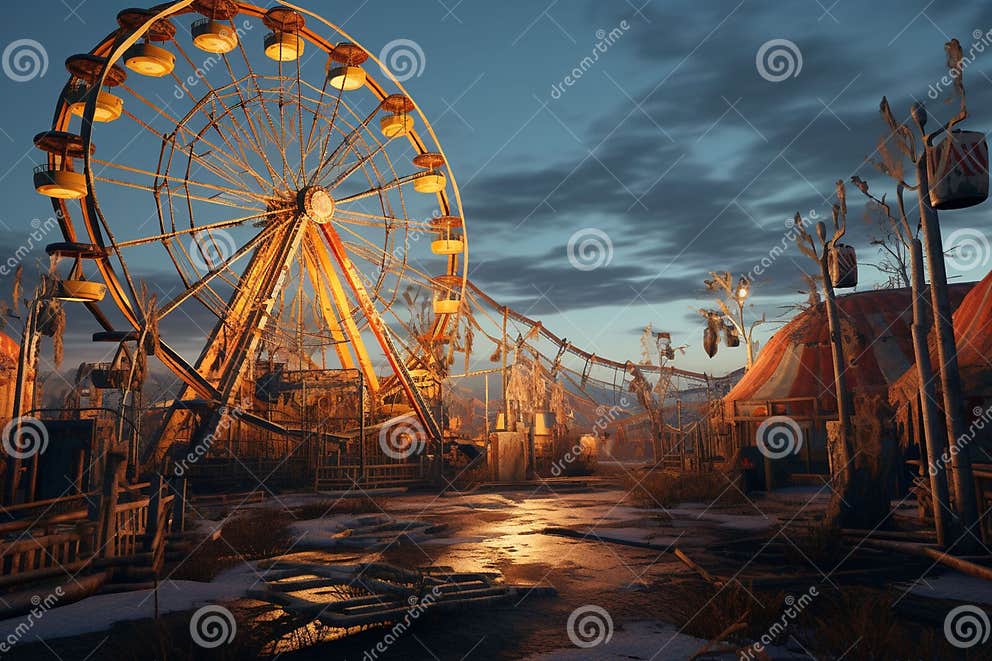 Abandoned Carnival Rides Rusty and Abandoned Stock Illustration ...