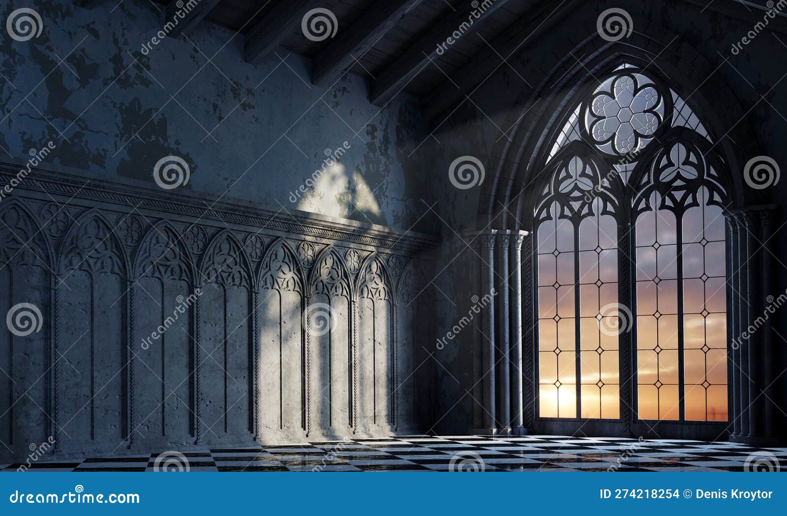 Gothic Window With A Pentagram Royalty-Free Stock Photography ...