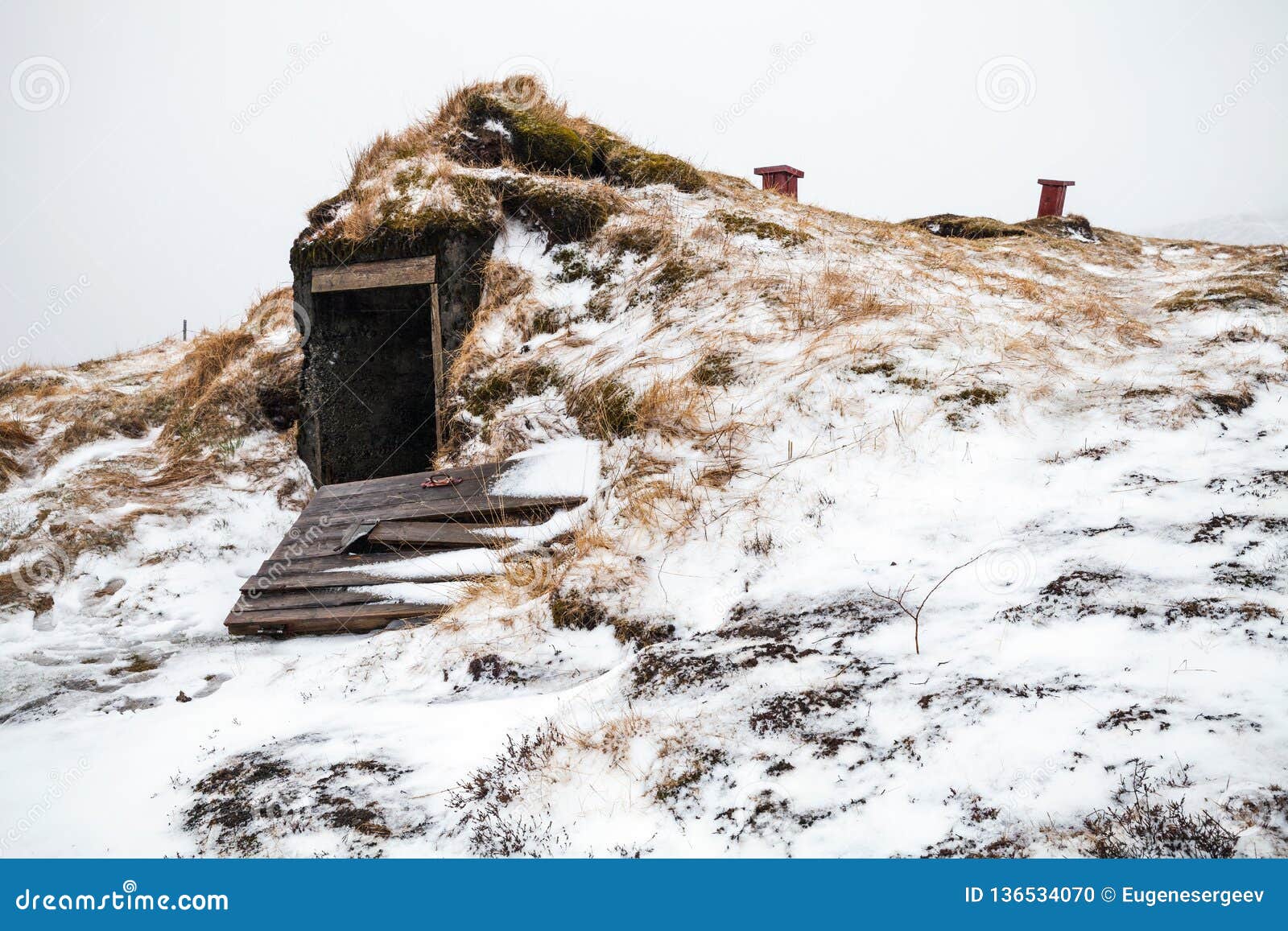 Abandoned Cellar with Broken Door Stock Photo - Image of season ...