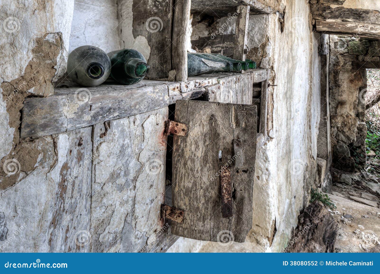 Abandoned Cellar with Empty Wine Bottles Stock Photo - Image of house ...