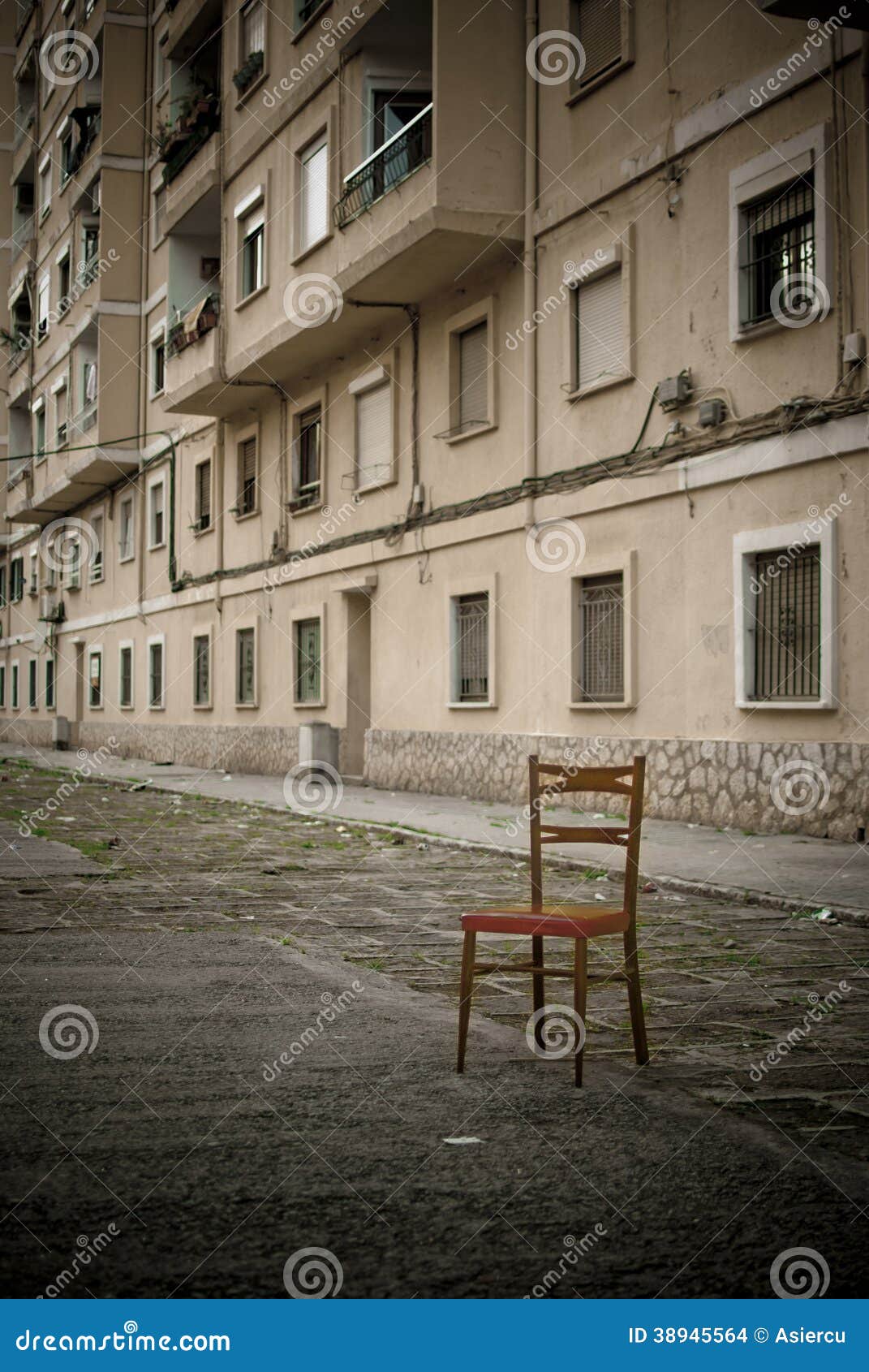 An abandoned chair stock photo. Image of building, wall - 38945564
