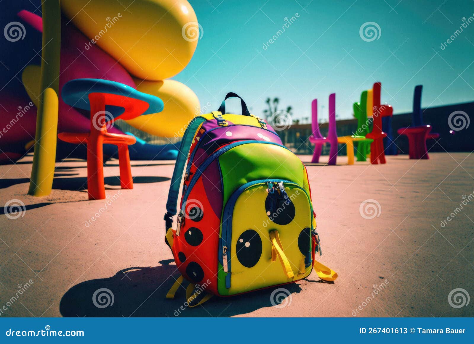 Abandoned Childrens Backpack in an Empty Playground Stock Image - Image ...