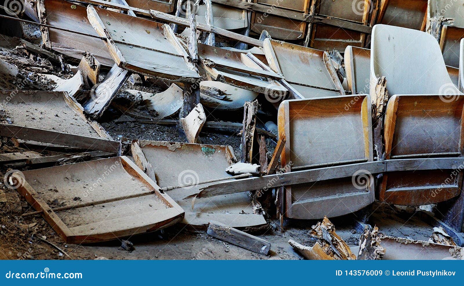 Abandoned cinema. stock image. Image of reconstruction - 143576009