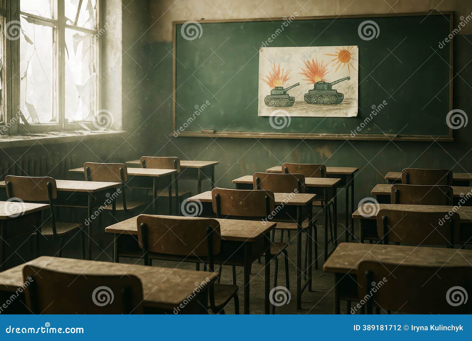 Broken Tanks During War, Soldier Walking On Battlefield, Generative AI ...