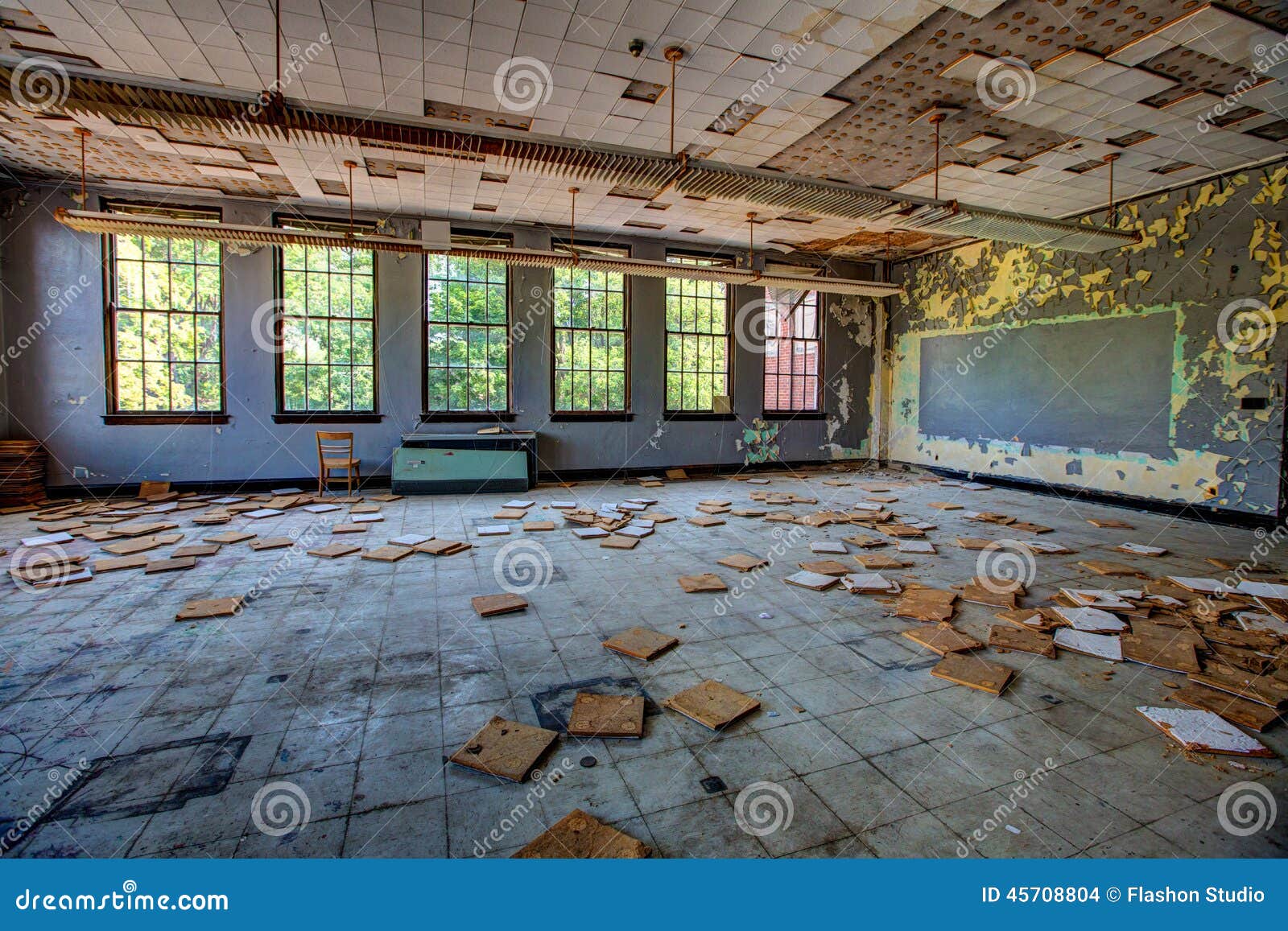 Abandoned classroom stock photo. Image of room, broken - 45708804