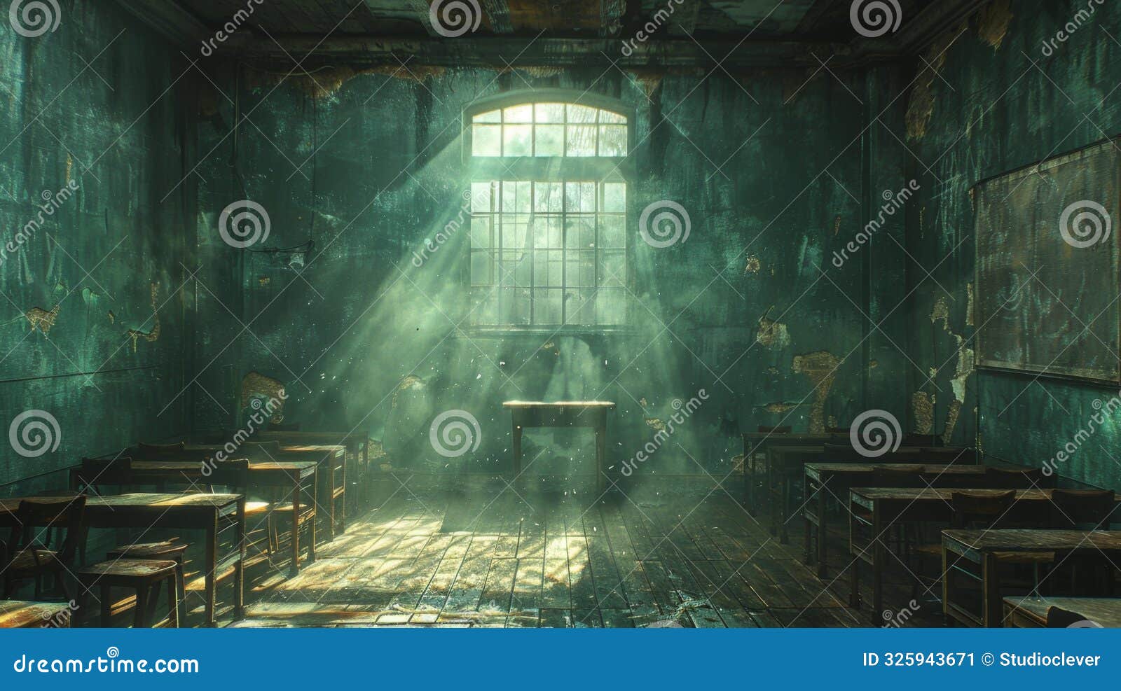 Abandoned Classroom With Sun Rays - Generative AI Stock Image ...