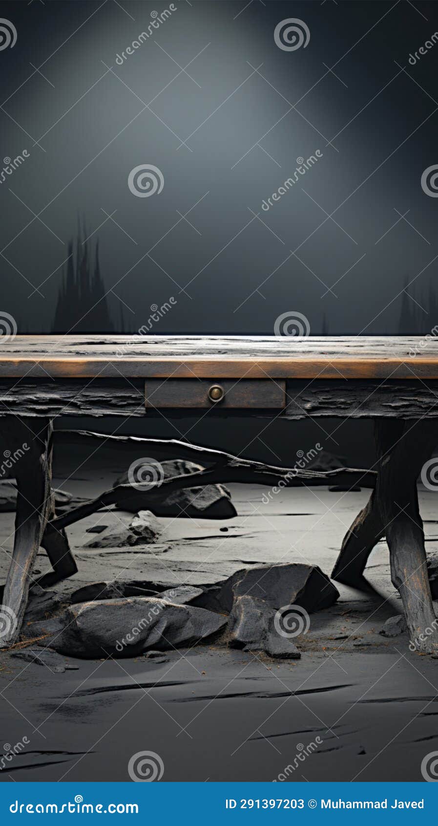 Abandoned Coal Colored Table, Against Pristine White, a Study in ...
