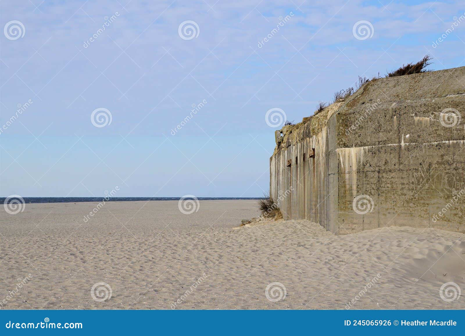 Abandoned Concrete Edifice on Beach Stock Photo - Image of desolate ...
