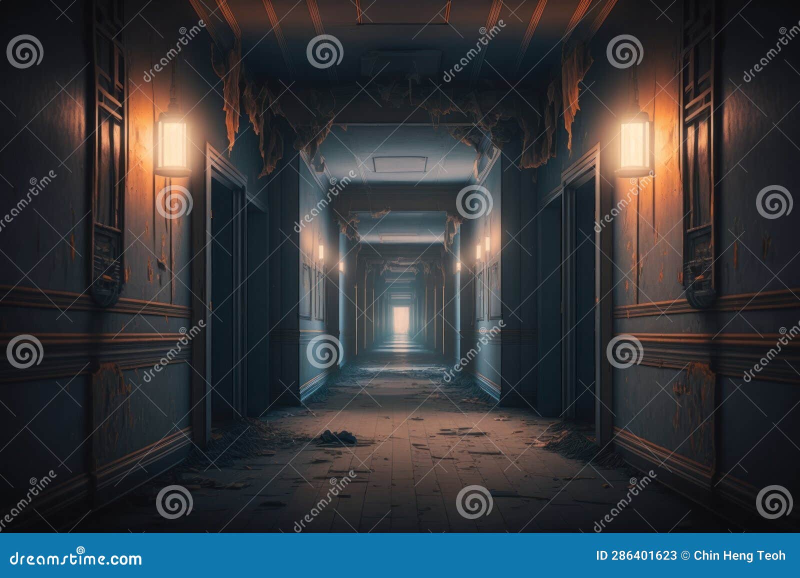 Abandoned Lamp A Post-apocalyptic Nature Scene Stock Photography ...