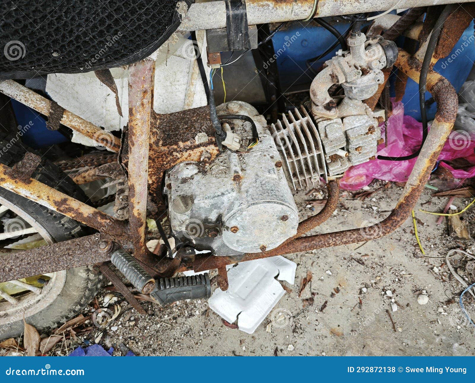 Abandoned Corroded Motorcycle in the Farm. Stock Photo - Image of iron ...