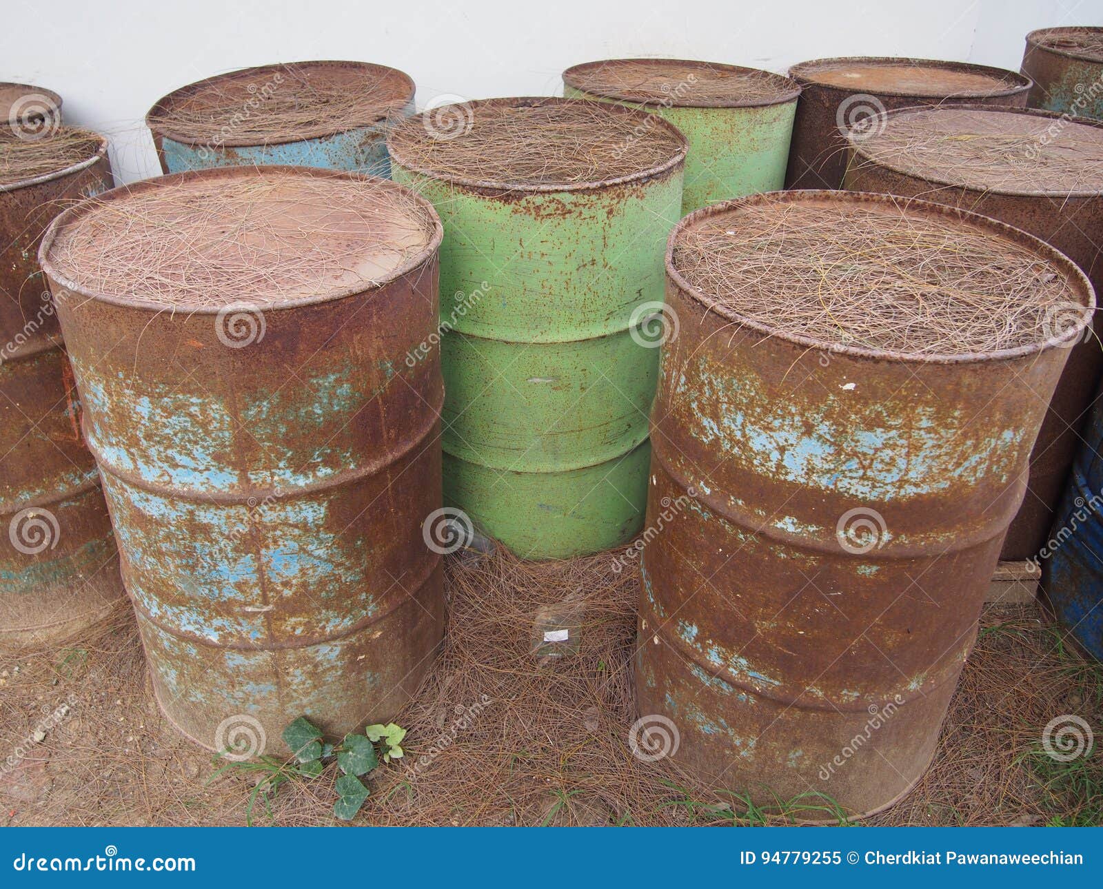 Abandoned Corroding Rusty Oil Barrels on the Ground Stock Image - Image ...