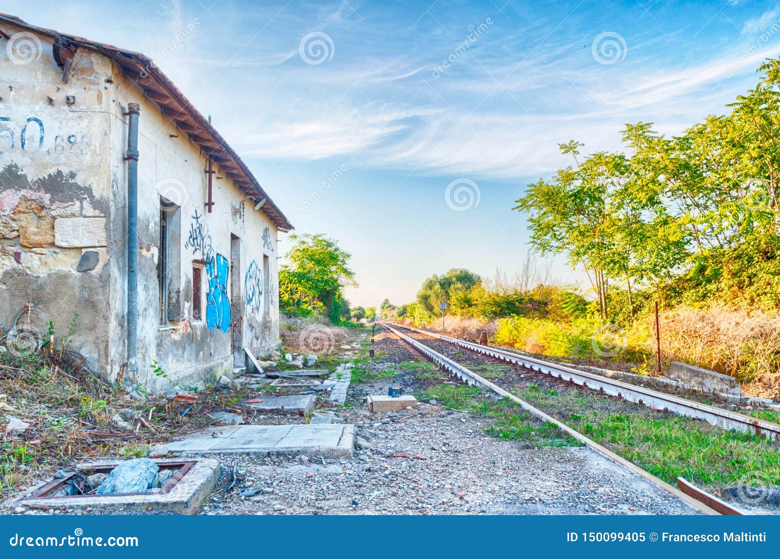 Abandoned Country Rail Station Stock Image - Image of railroad, train ...