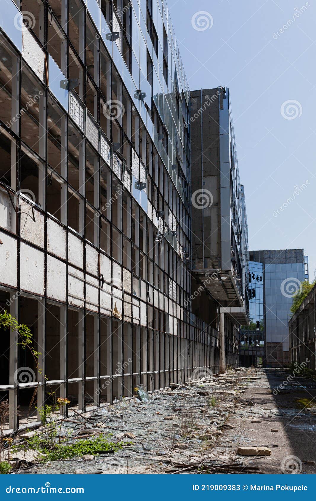 Abandoned Destroyed Building, Broken Glass from Windows Stock Image ...