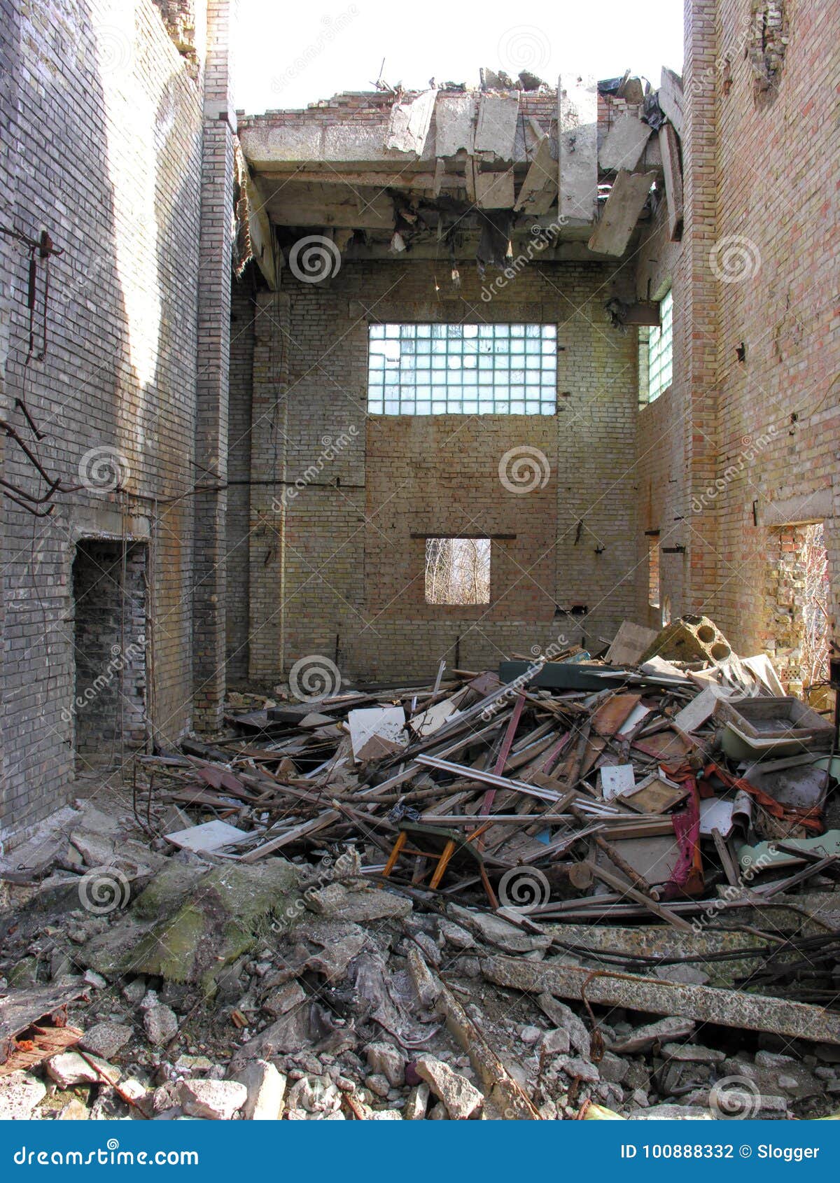 Abandoned and Destroyed Building Interior Stock Photo - Image of ...