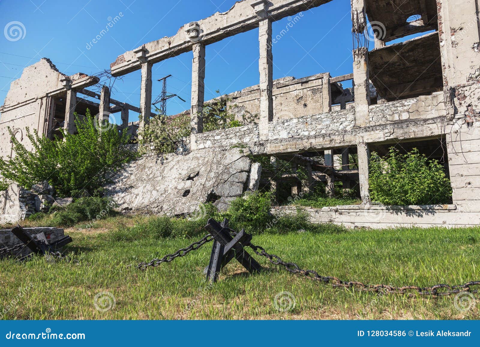 Abandoned Destroyed by the Explosion, Bombing and Shelling the ...