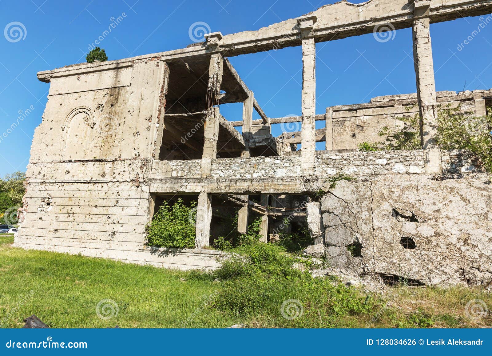 Abandoned Destroyed by the Explosion, Bombing and Shelling the ...