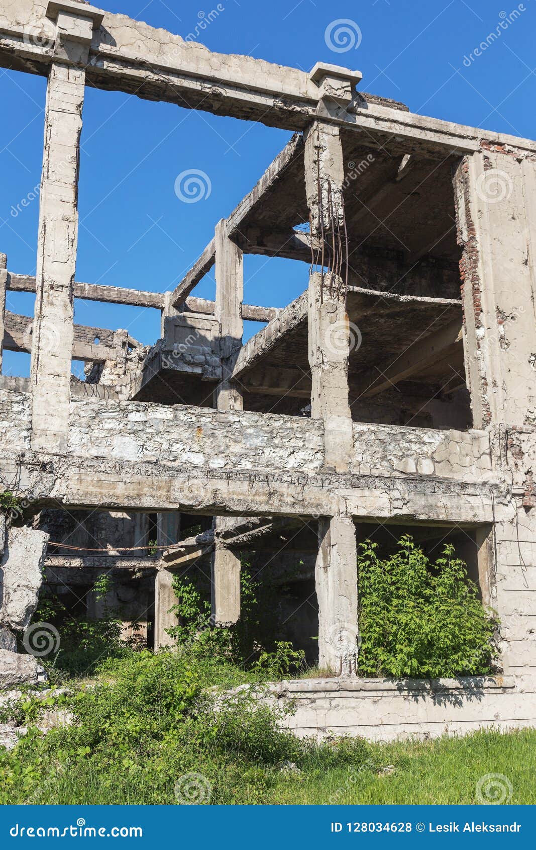 Abandoned Destroyed by the Explosion, Bombing and Shelling the ...