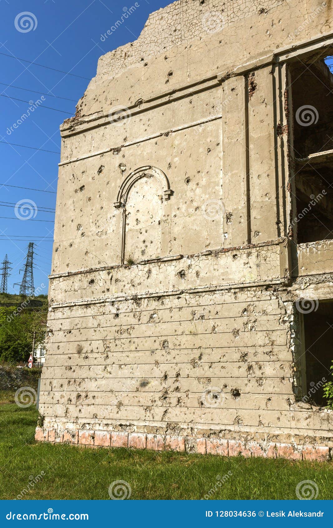 Abandoned Destroyed by the Explosion, Bombing and Shelling the ...