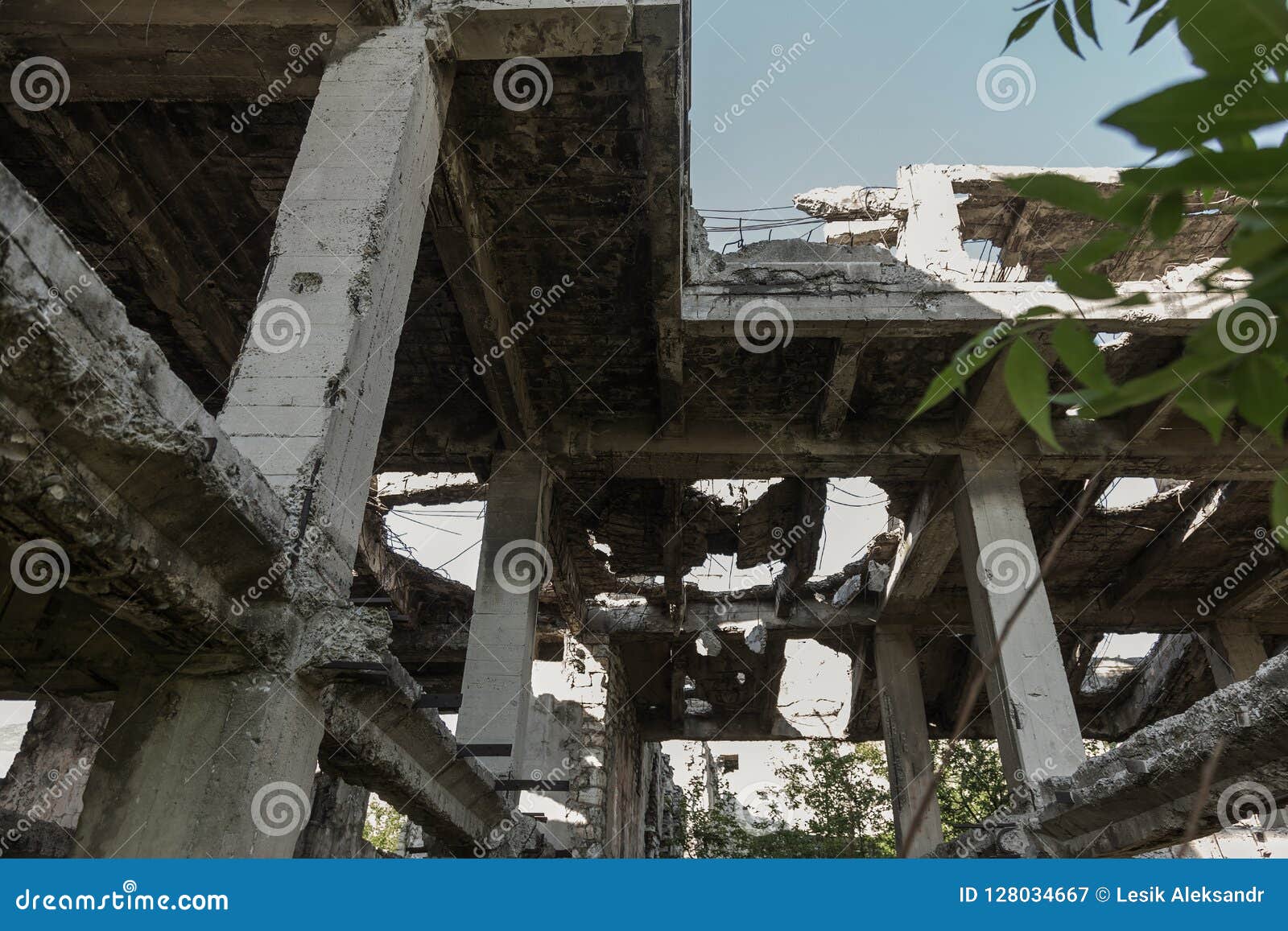 Abandoned Destroyed by the Explosion, Bombing and Shelling the ...
