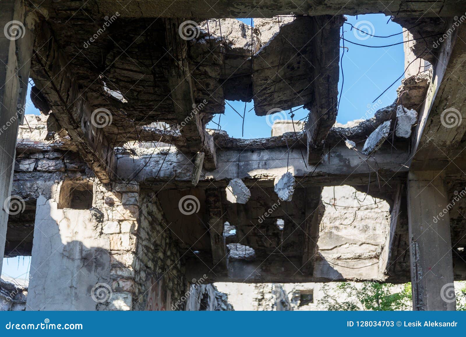 Abandoned Destroyed by the Explosion, Bombing and Shelling the ...