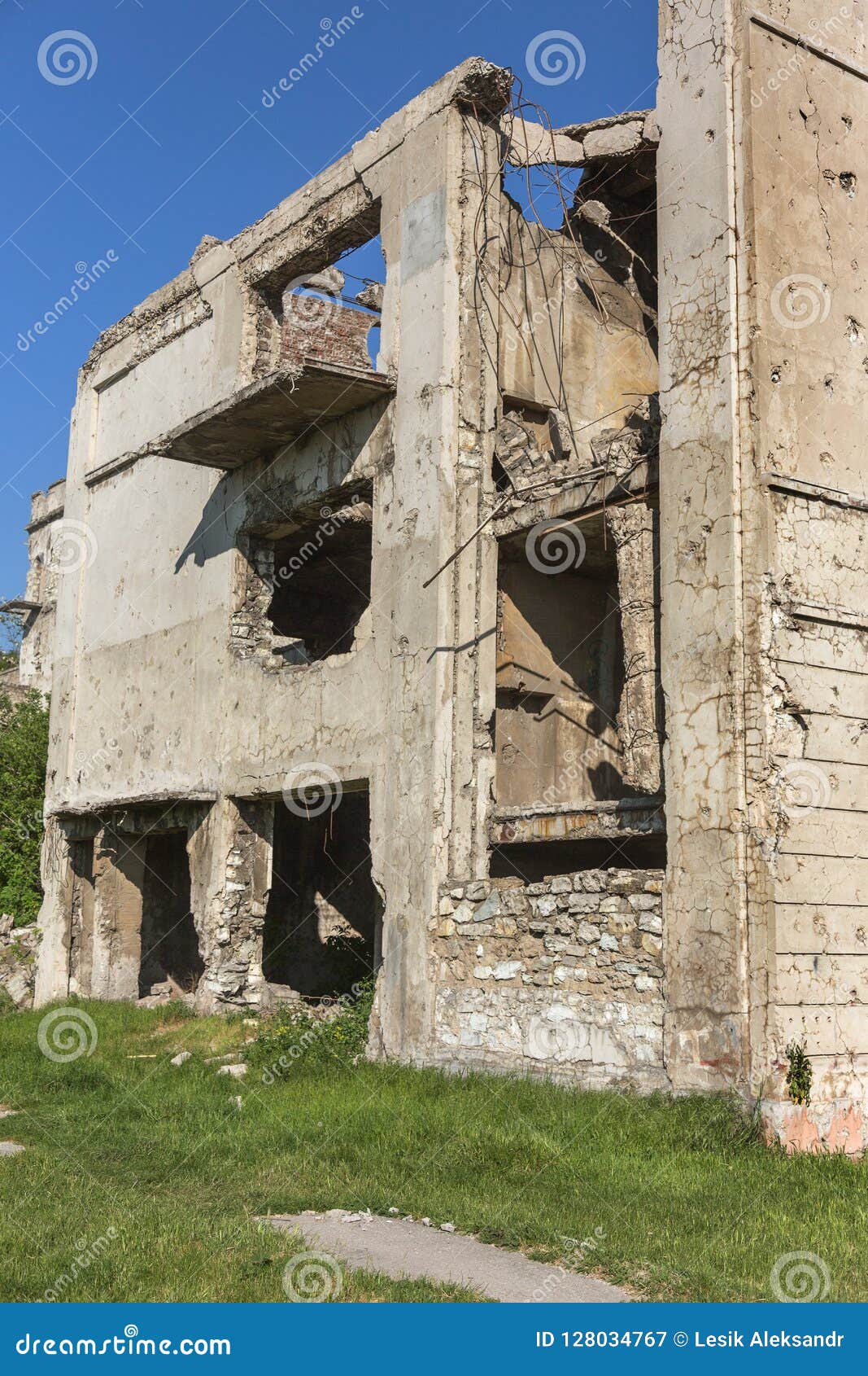 Abandoned Destroyed by the Explosion, Bombing and Shelling the ...