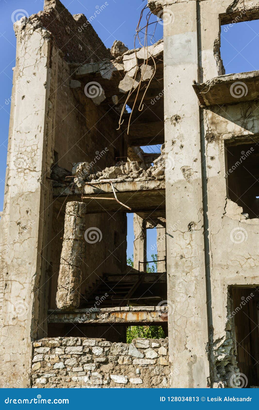 Abandoned Destroyed by the Explosion, Bombing and Shelling the ...