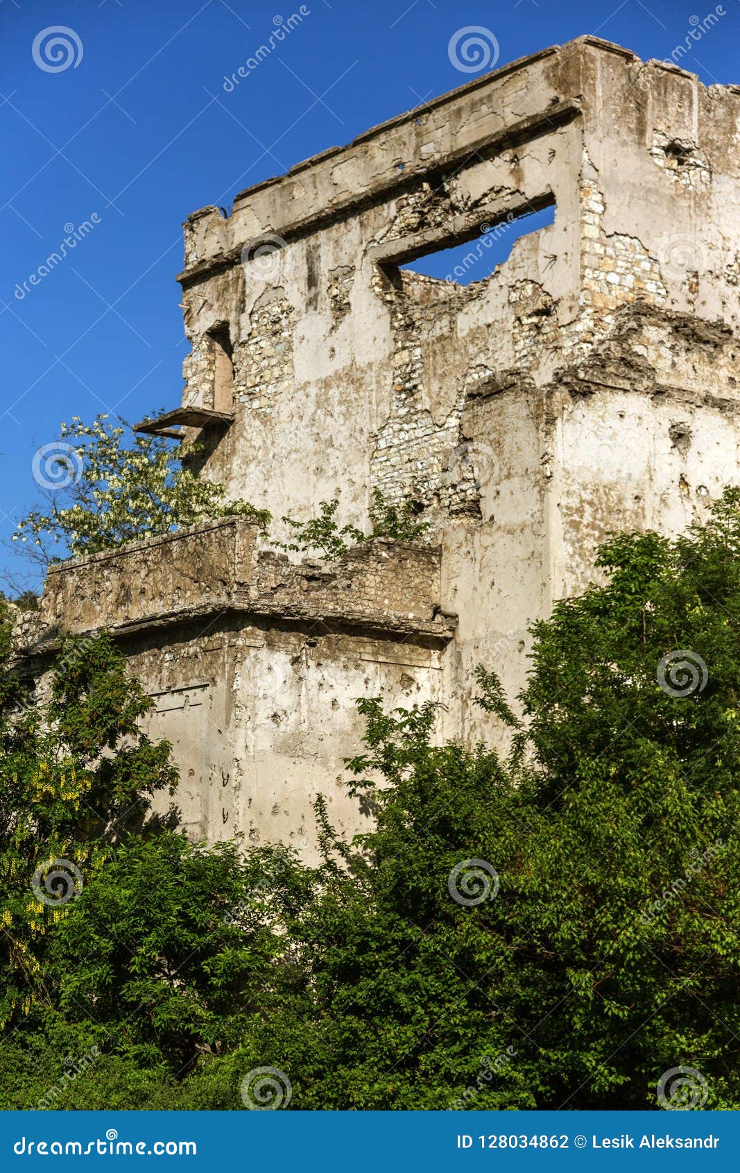 Abandoned Destroyed by the Explosion, Bombing and Shelling the ...