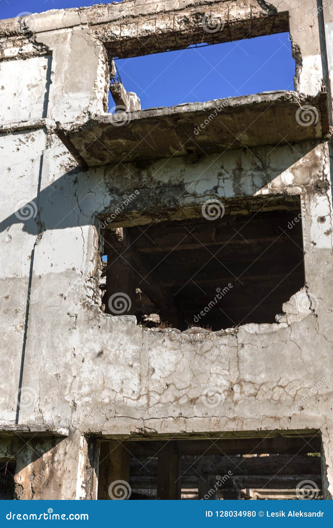 Abandoned Destroyed by the Explosion, Bombing and Shelling the ...