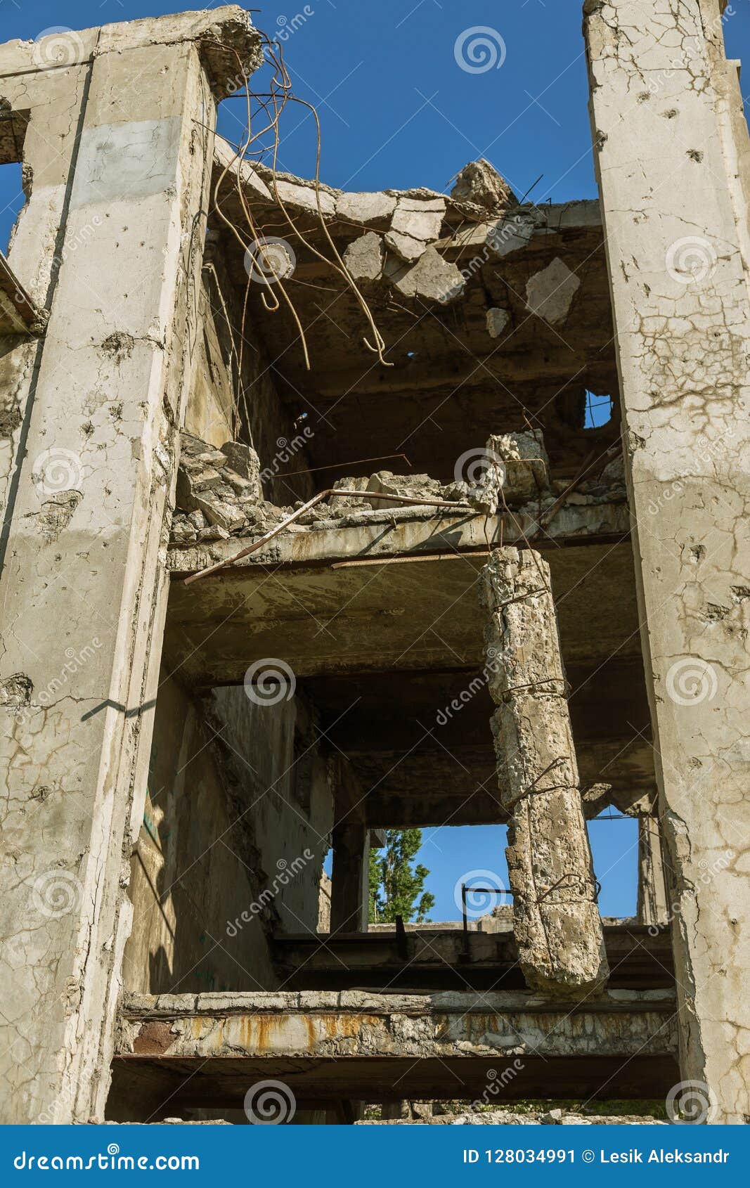 Abandoned Destroyed by the Explosion, Bombing and Shelling the ...