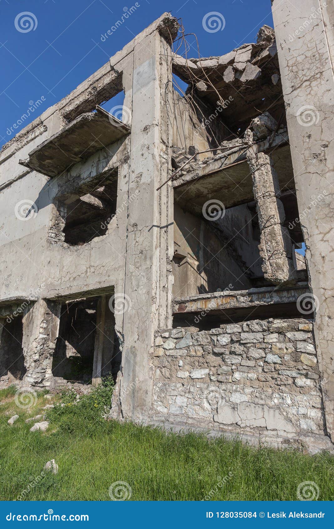 Abandoned Destroyed by the Explosion, Bombing and Shelling the ...