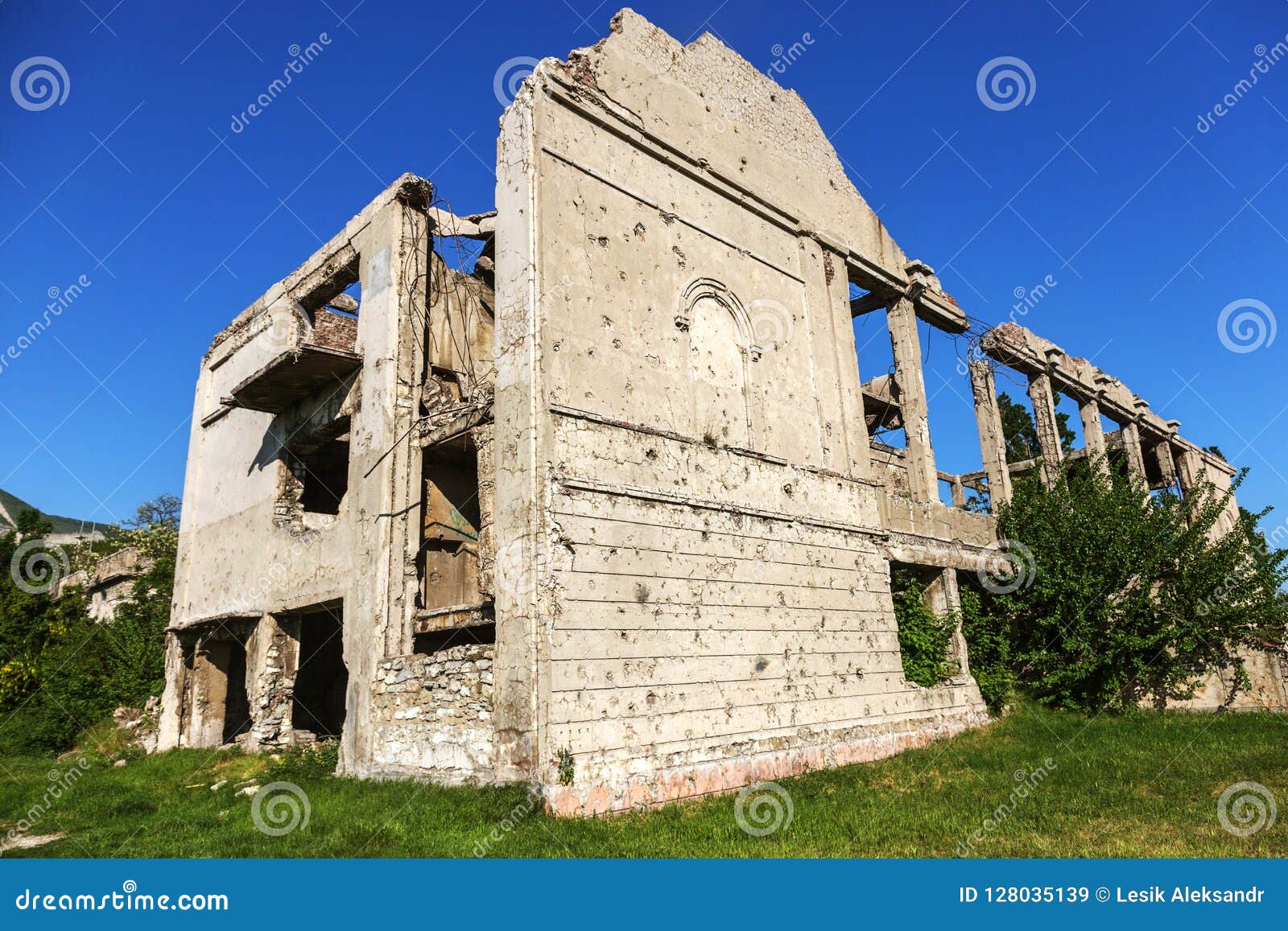 Abandoned Destroyed by the Explosion, Bombing and Shelling the ...