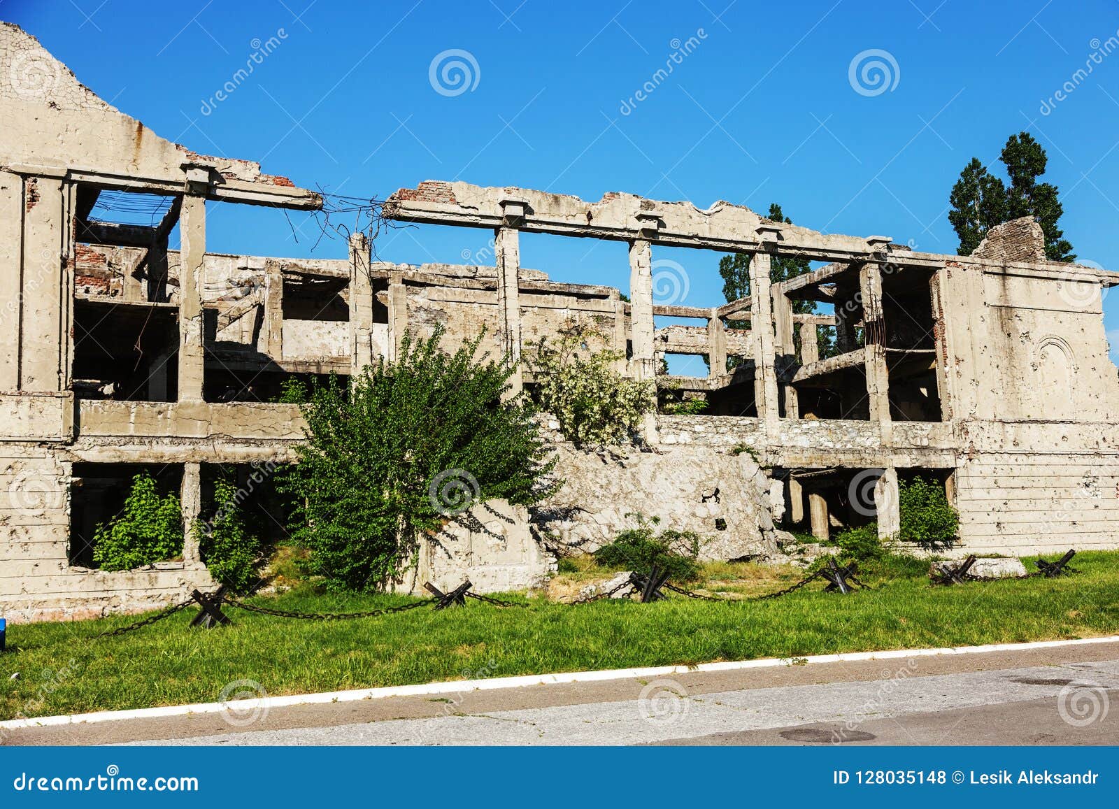 Abandoned Destroyed by the Explosion, Bombing and Shelling the ...