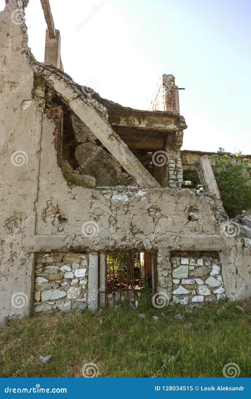 Abandoned Destroyed by the Explosion, Bombing and Shelling the ...