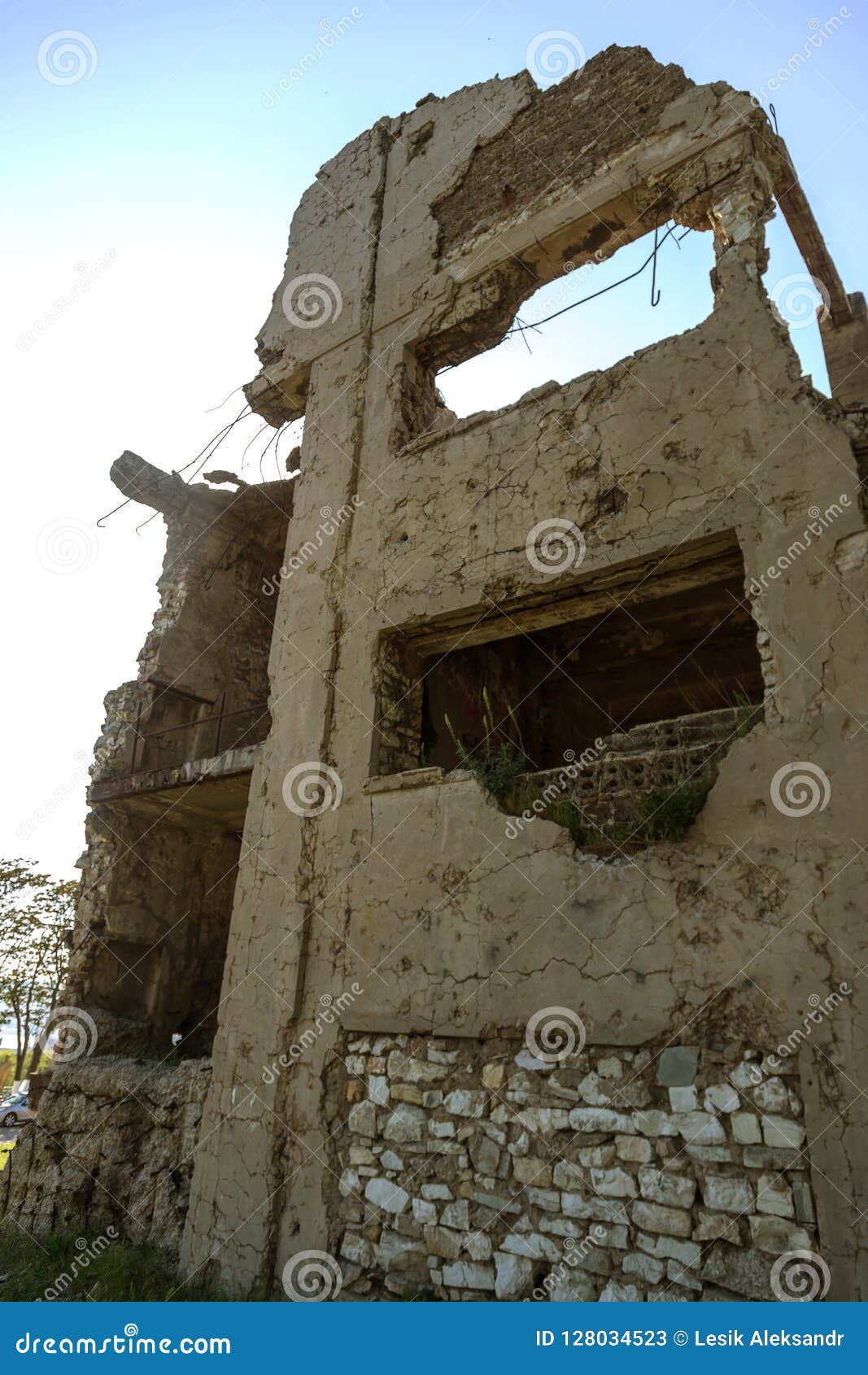 Abandoned Destroyed by the Explosion, Bombing and Shelling the ...